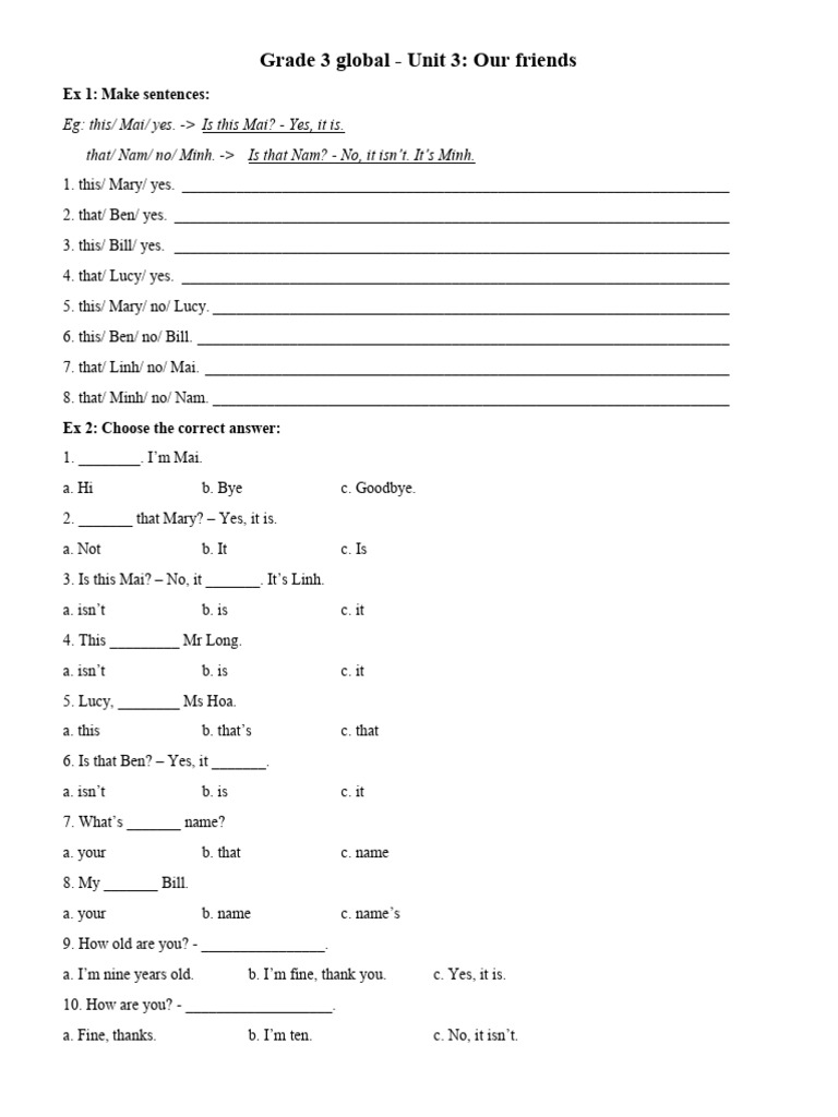 Grade 3 Global - Unit 3 | PDF