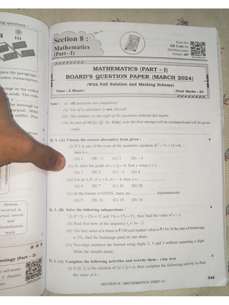 Algebra 2024 Sample Paper | PDF