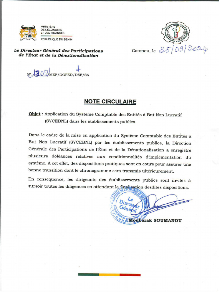 Note Circulaire Application Sycebnl | PDF