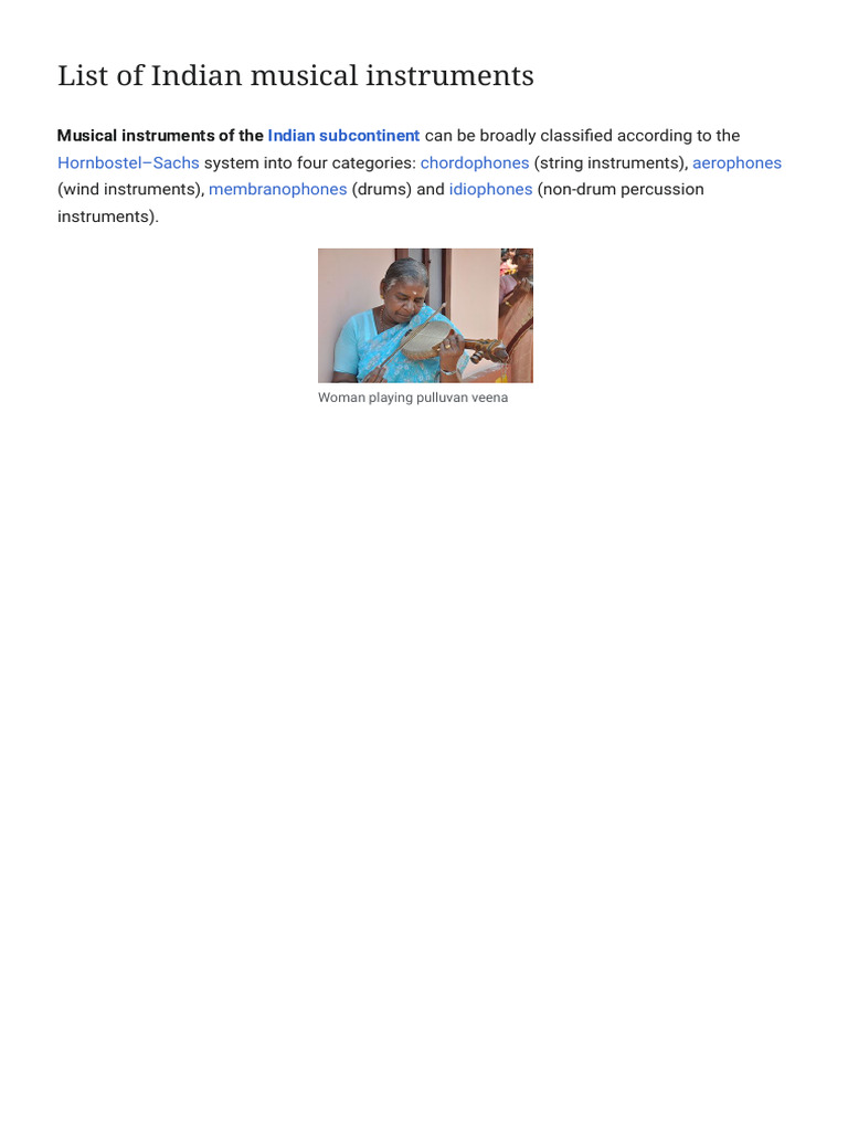 List of Indian Musical Instruments - Wikipedia | PDF | String ...