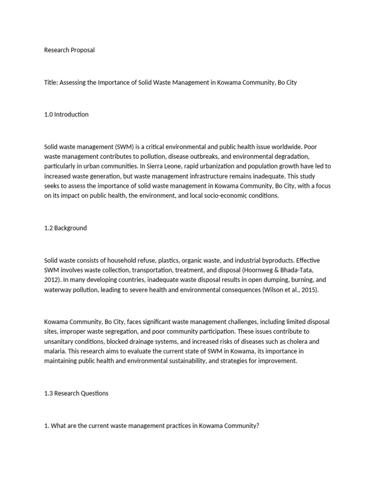 Research Proposal Format | PDF | Waste Management | Waste