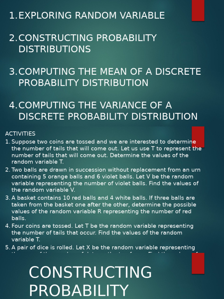Constructing Probability Distribution | PDF | Probability Theory | Probability Distribution