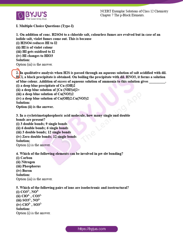 NCERT Class 12 Chemistry Solutions | PDF | Ammonia | Redox