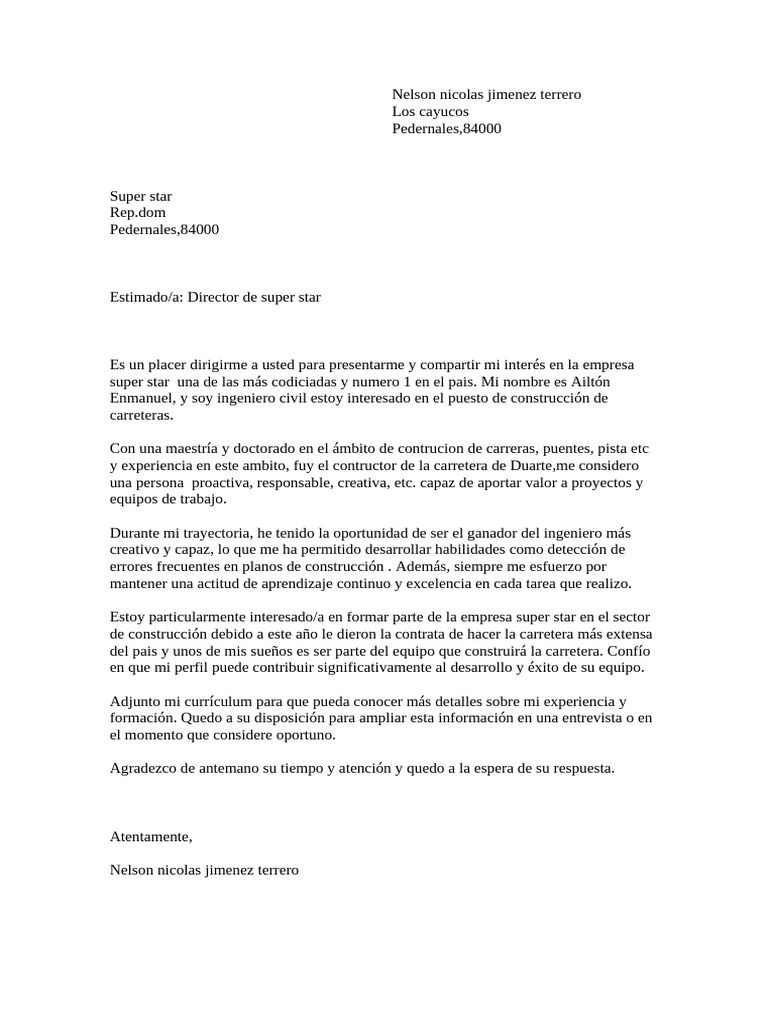 Carta de auto presentación | PDF