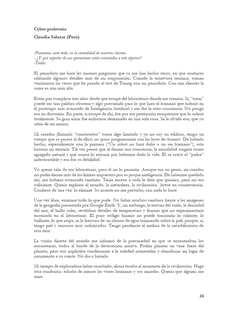 Cyber Proletaria - Claudia Salazar | PDF | Reproducción