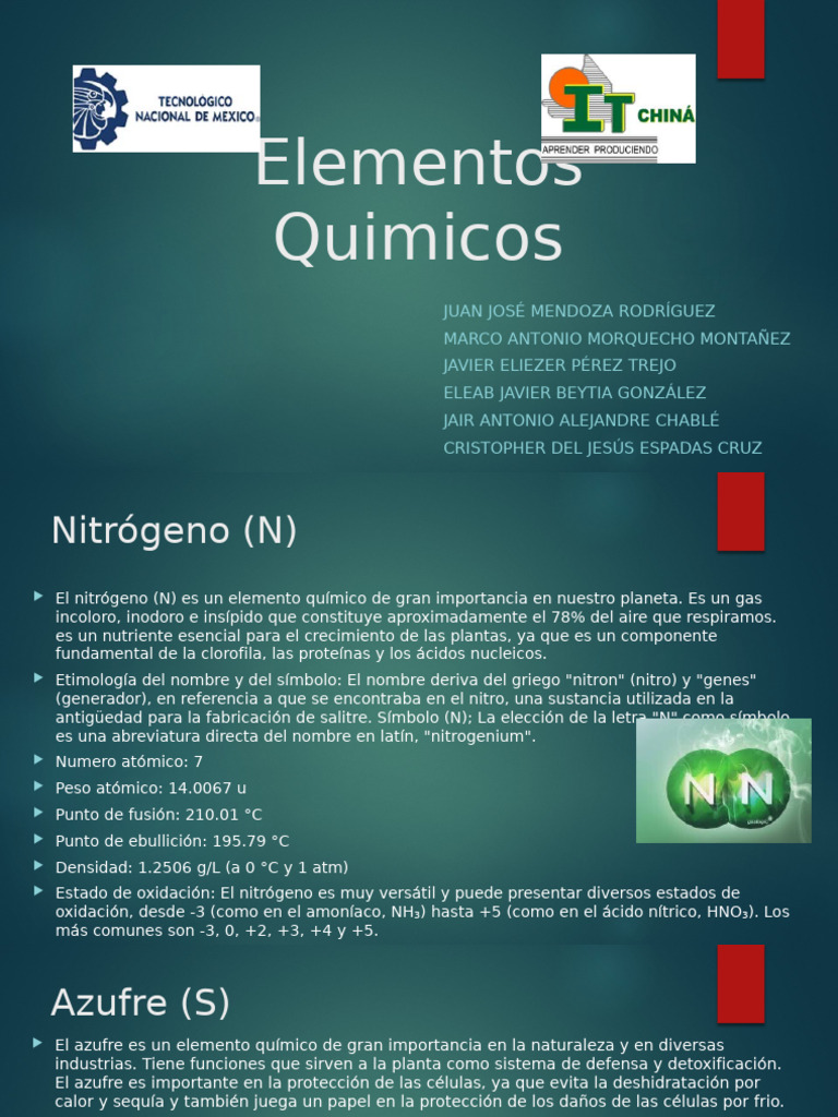Elementos Quimicos | PDF | Nitrógeno | Elementos químicos