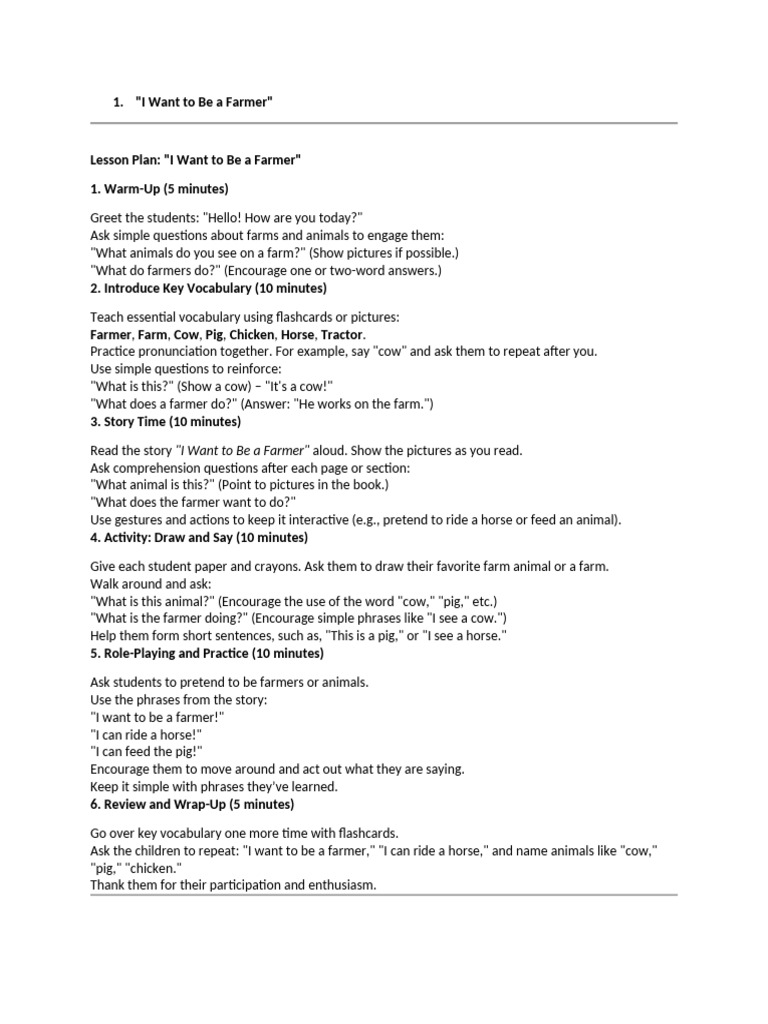 I Want To Be A Farmer | PDF