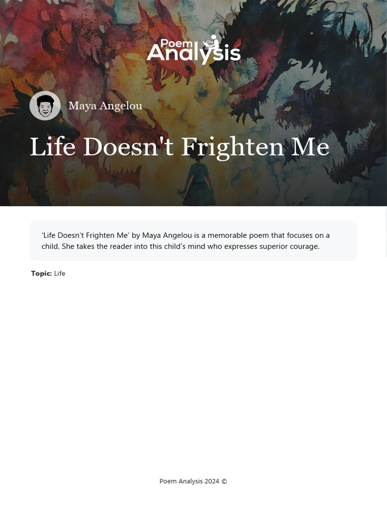 Life Doesn't Frighten Me by Maya Angelou Poetry+ Guide | PDF | Poetry ...
