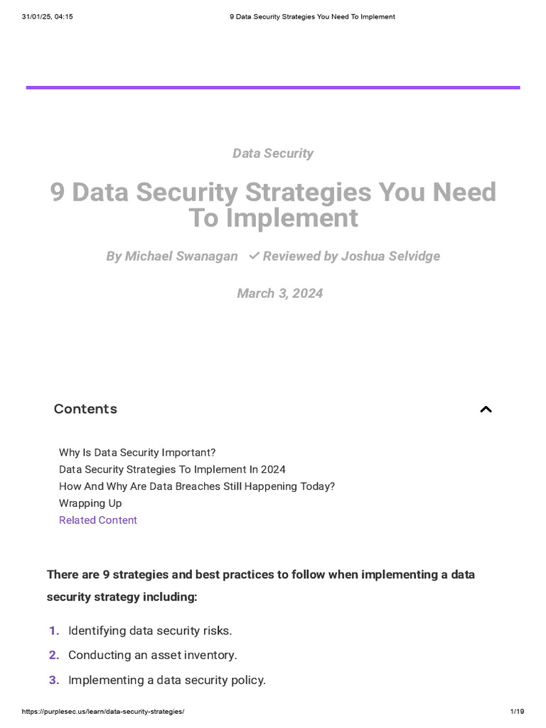 9 Data Security Strategies You Need To Implement | PDF | Security ...