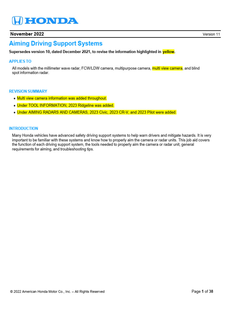 654a3f371fd8e - Honda Job Aid Nov. 2022 | PDF | Motor Vehicle | Vehicles