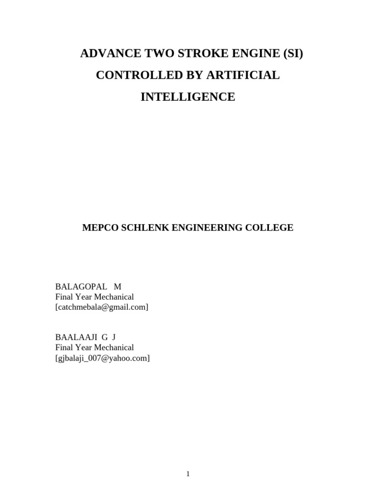 Advanced Two Stroke Engine (SI) | PDF | Internal Combustion Engine ...