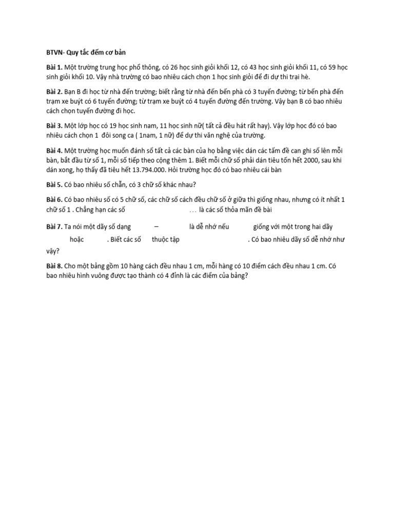 Quy Tac Dem Co Ban | PDF
