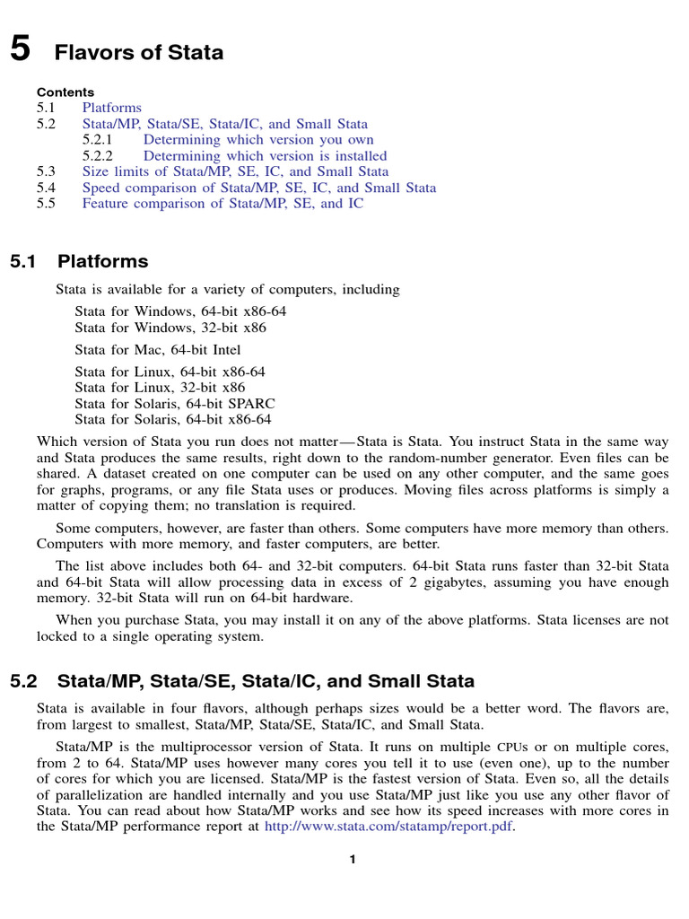 Flavors of Stata: 5.1 Platforms | PDF | 64 Bit Computing | Central ...