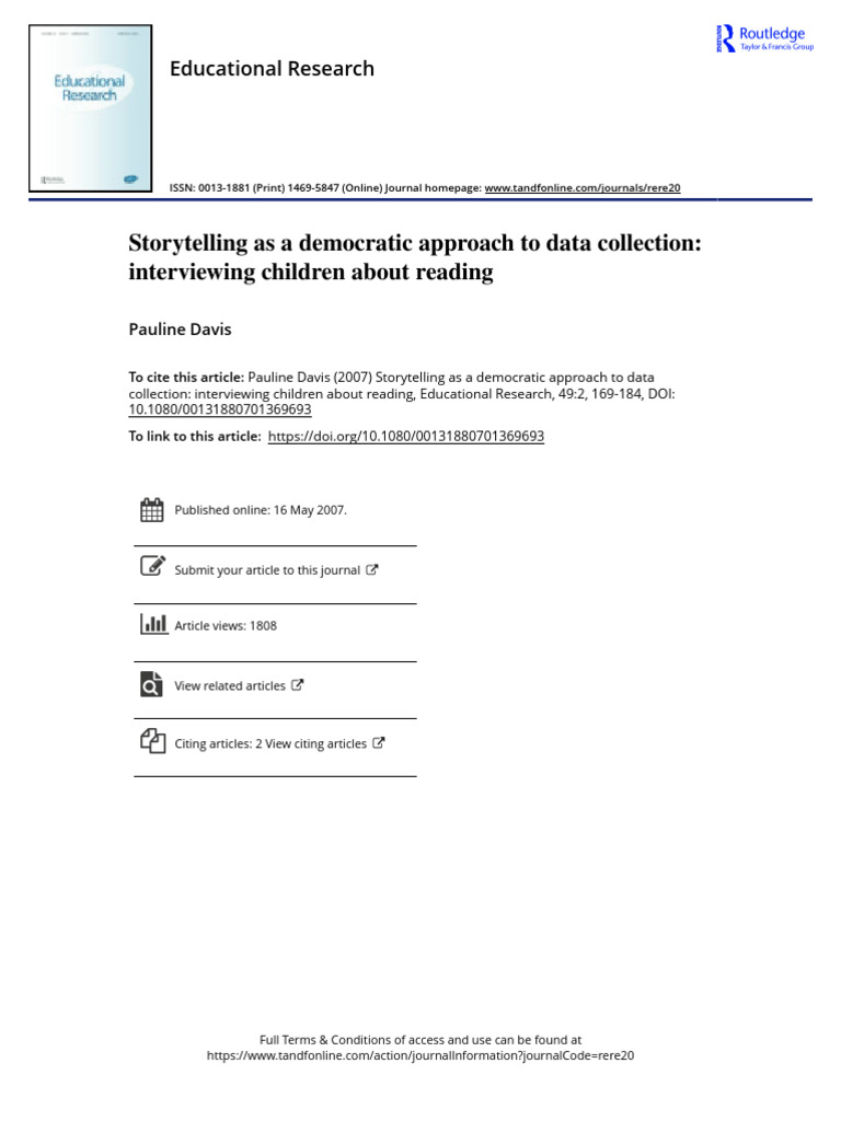 Storytelling as a Democratic Approach to Data Collection Interviewing Children About Reading ...