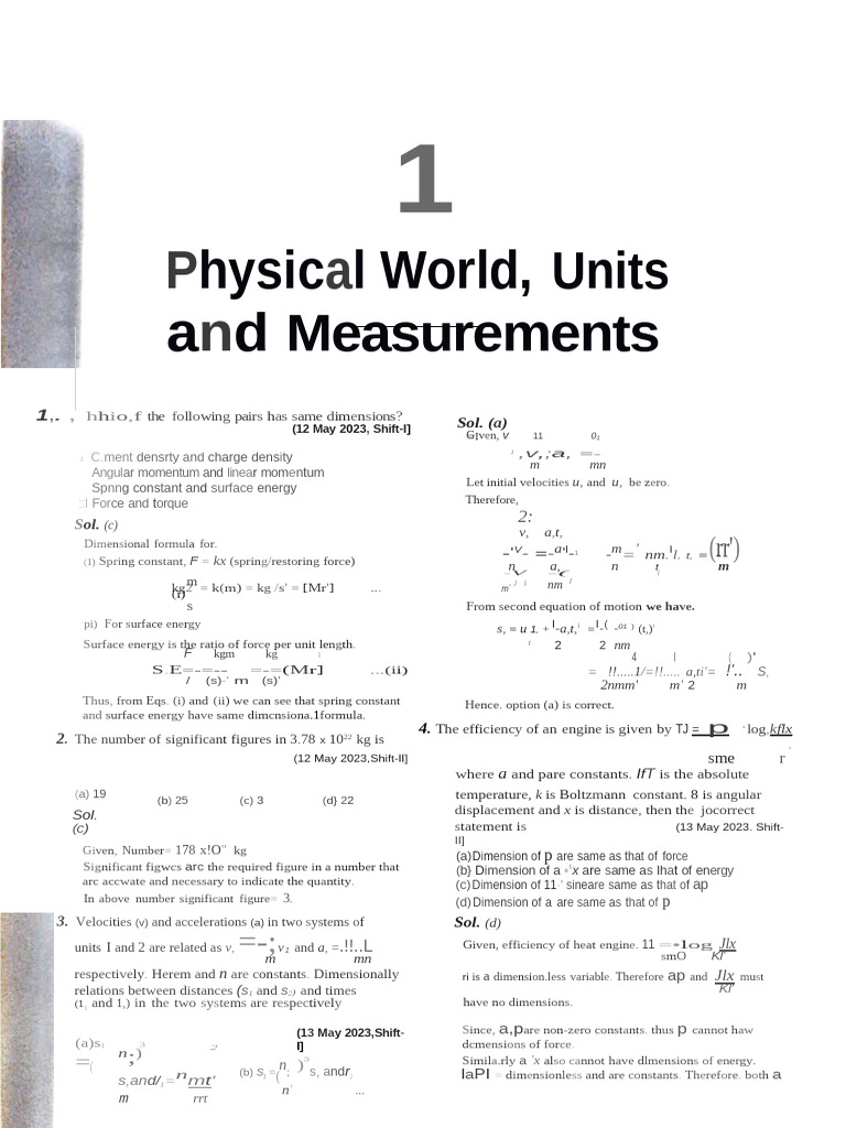 Eamcet Physical World and Units and Measurements Pyqs | PDF | Force | Momentum