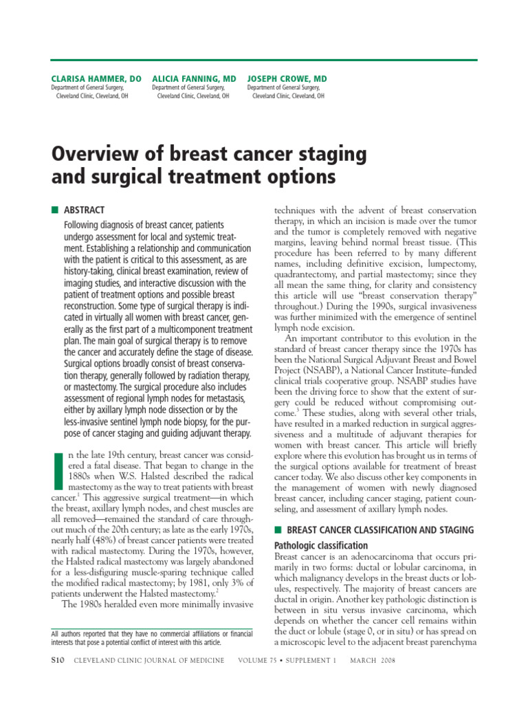 Pregled Klasifikacije Raka Dojke Staging | PDF | Mastectomy | Breast Cancer