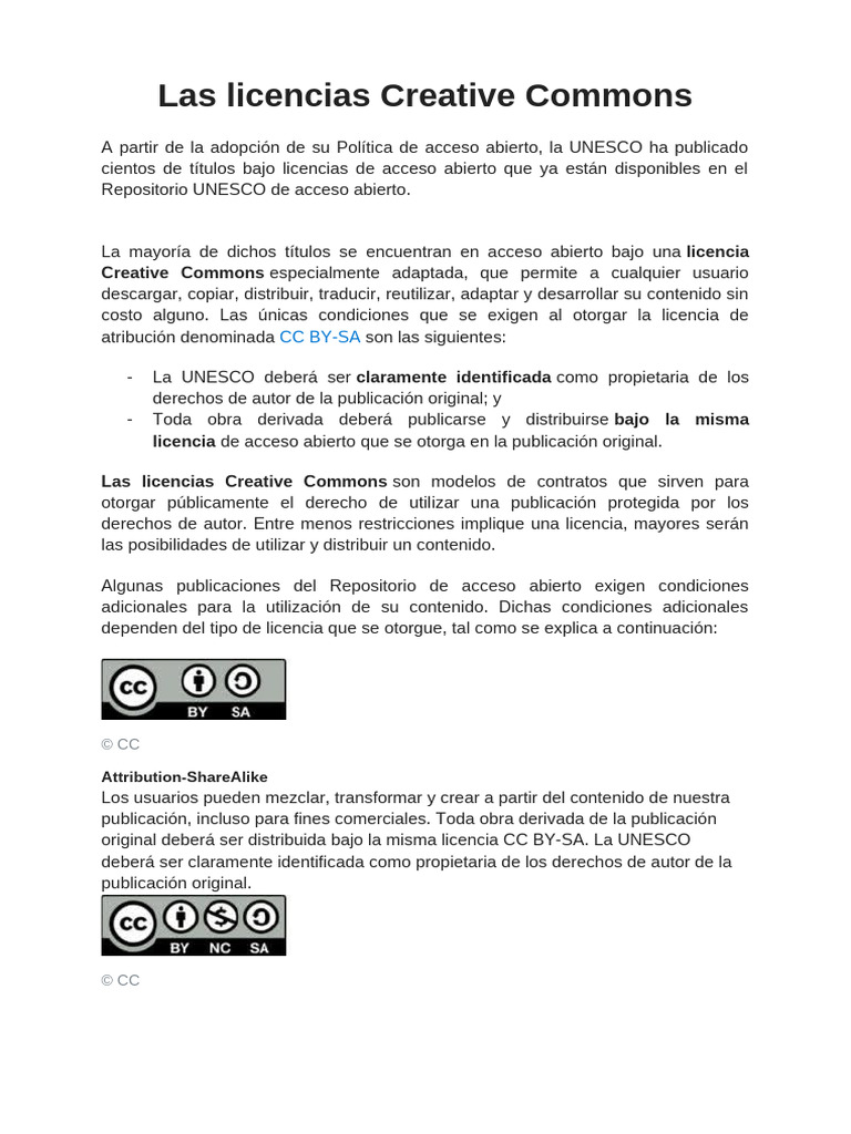 Las licencias Creative Commons | PDF | Licencia Creative Commons | Creative Commons