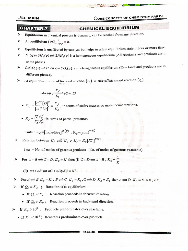 Chemical Equilibrium Core Concepts | PDF