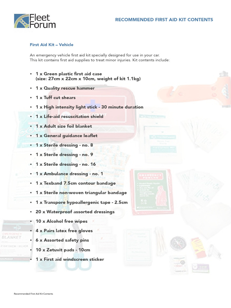 Recommended First Aid Kit Contents | PDF