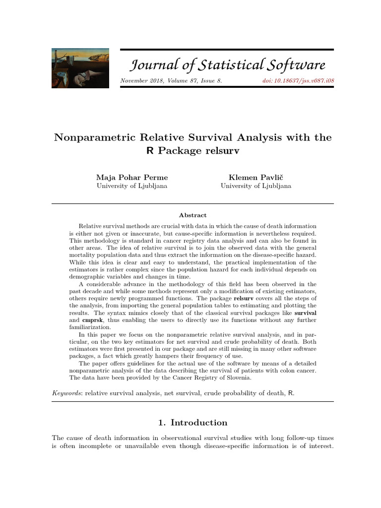 Nonparametric Relative Survival Analysis With the R Package Relsurv | PDF | Estimator | Function ...