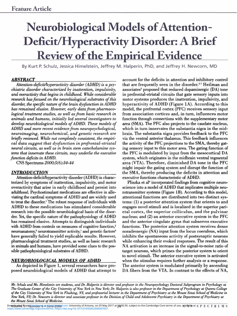 schulz2000 | PDF | Attention Deficit Hyperactivity Disorder | Prefrontal Cortex