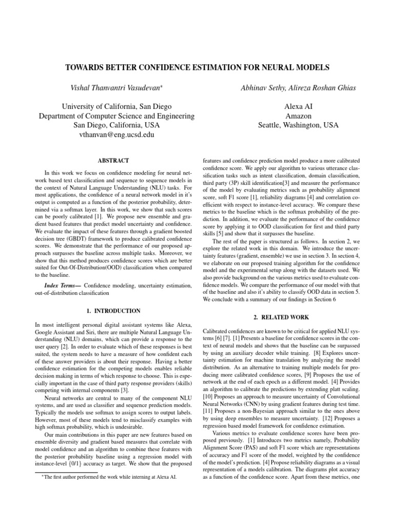 Towards Better Confidence Estimation for Neural Models | PDF | Applied Mathematics | Machine ...