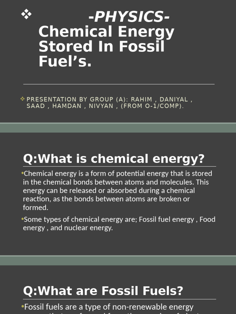 Presentation On (Chemical Energy Stored in Fossil Fuels) . | PDF ...