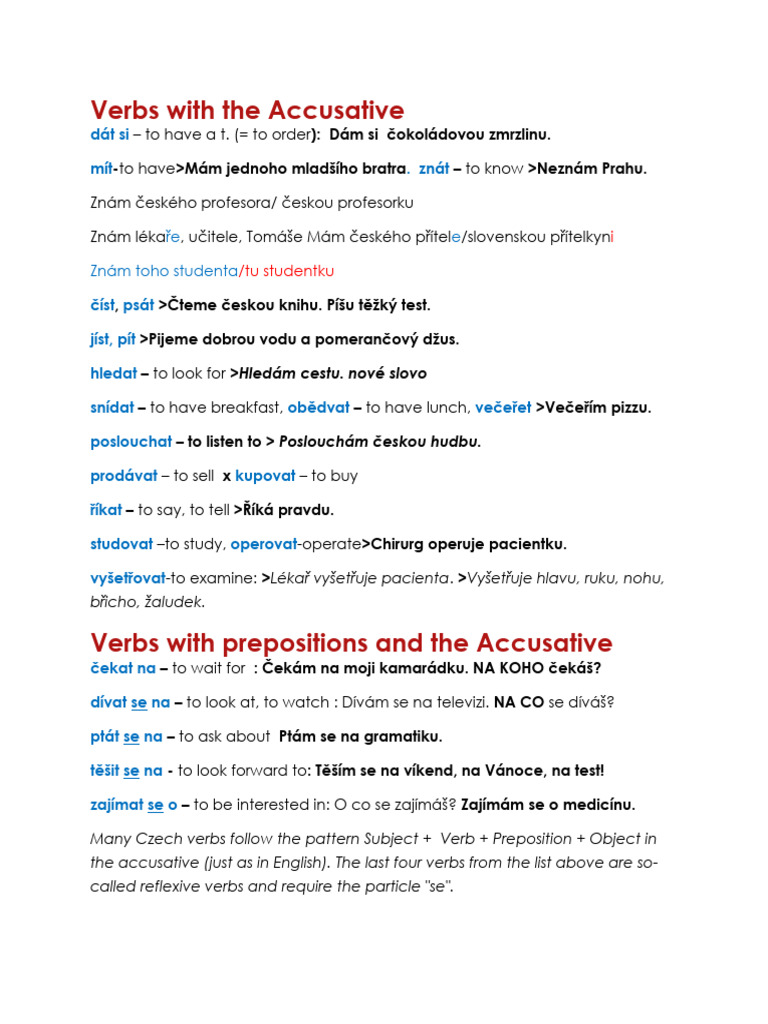 Verbs with accusative | PDF