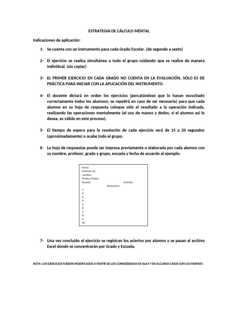 Estrategia de Cálculo Mental | PDF