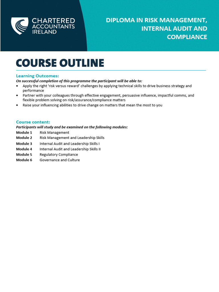 Diploma in Risk Management & Compliance | PDF | Internal Audit ...