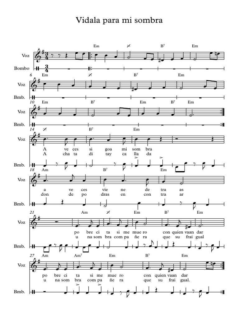 Vidala para Mi Sombra - Partitura Completa | PDF