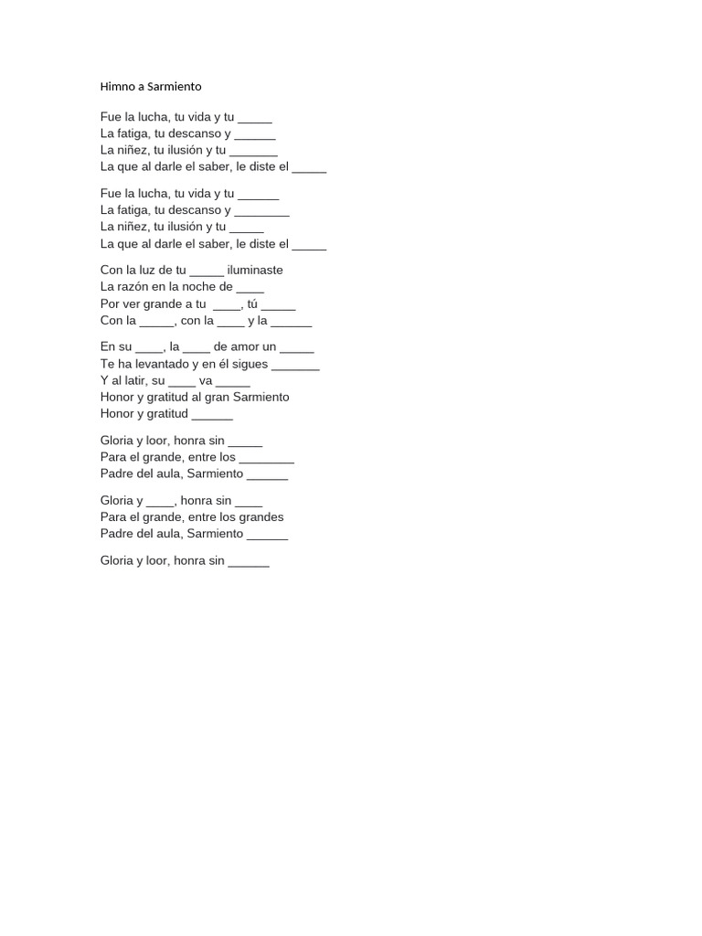 Himno en Honor a Sarmiento | PDF