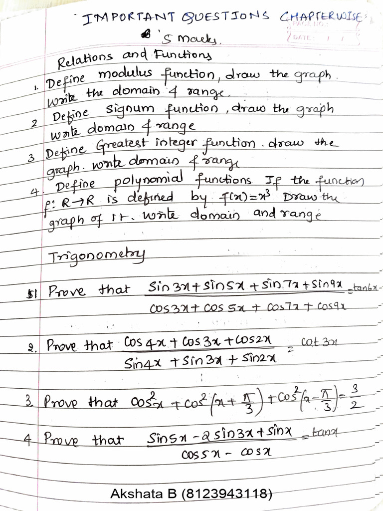5marks Important Questions | PDF