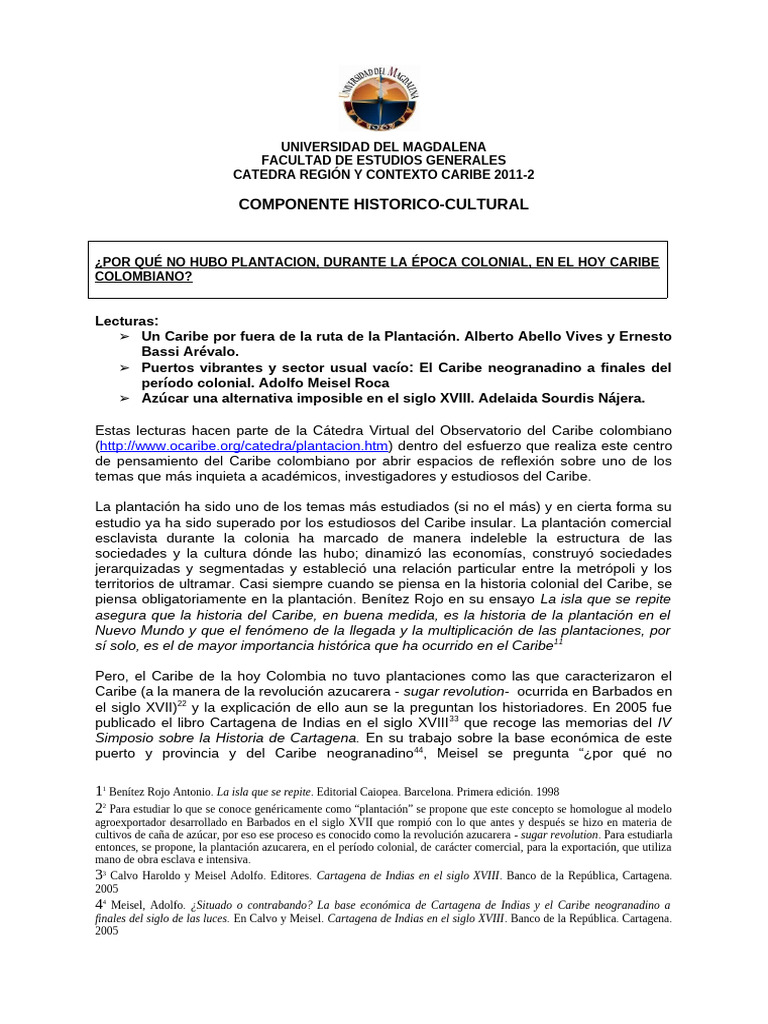 Plantacion en La Epoca Colonial | PDF | Colombia | caribe
