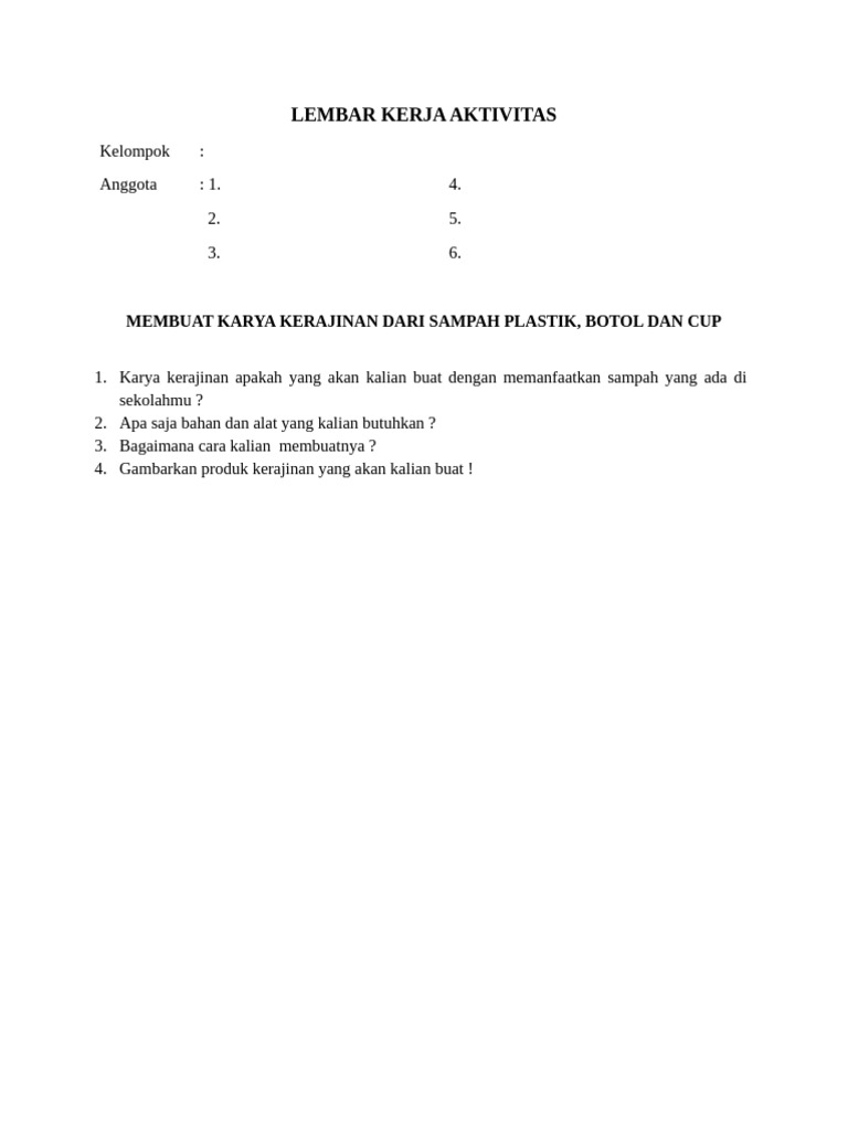 Lembar Kerja Aktifitas P5 | PDF