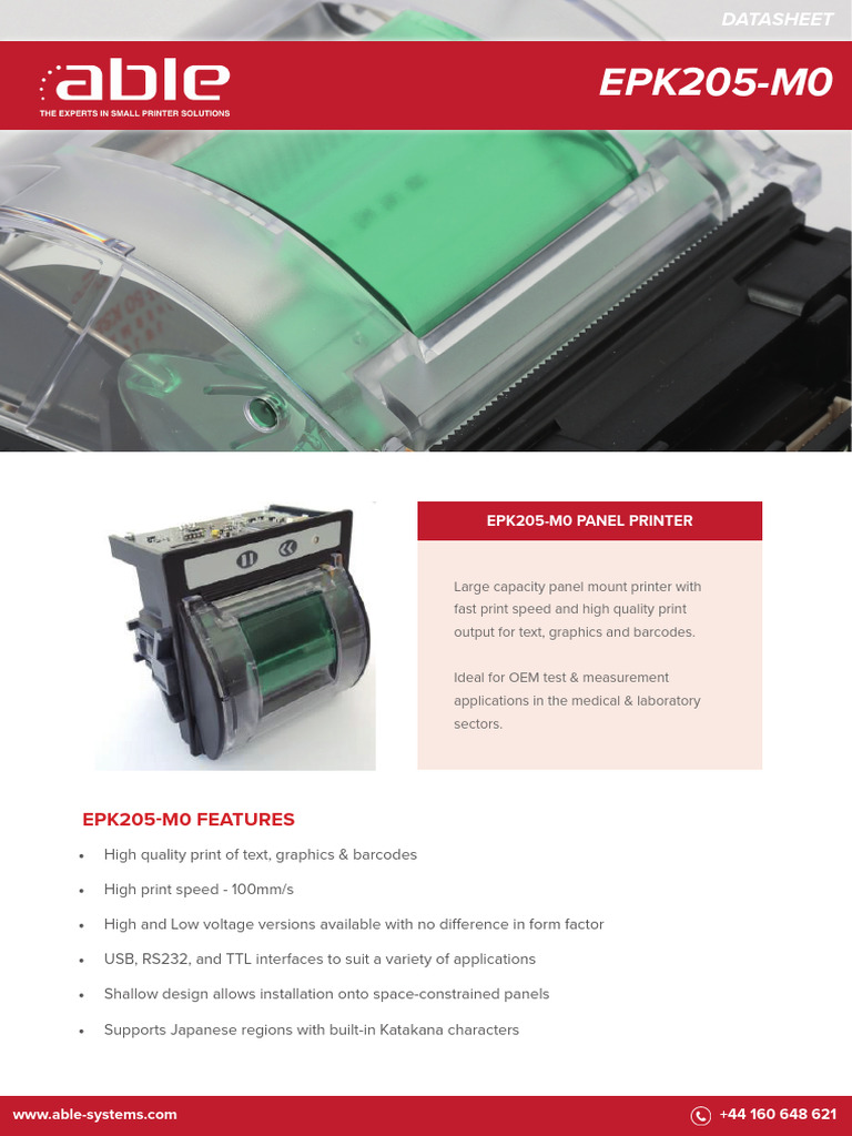 Able-Datasheet-EPK205-M0 | PDF | Printer (Computing) | Barcode