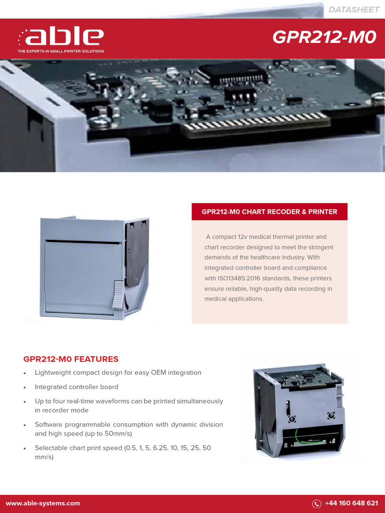 Able GPR212 M0 Data Sheet | PDF | Printer (Computing) | Computing