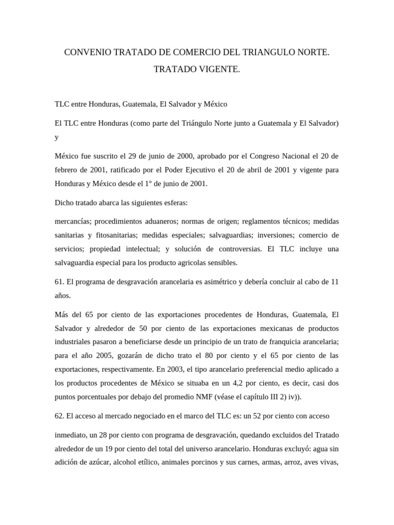 TLC Triángulo Norte y México: Impacto Económico | PDF | México | Economias