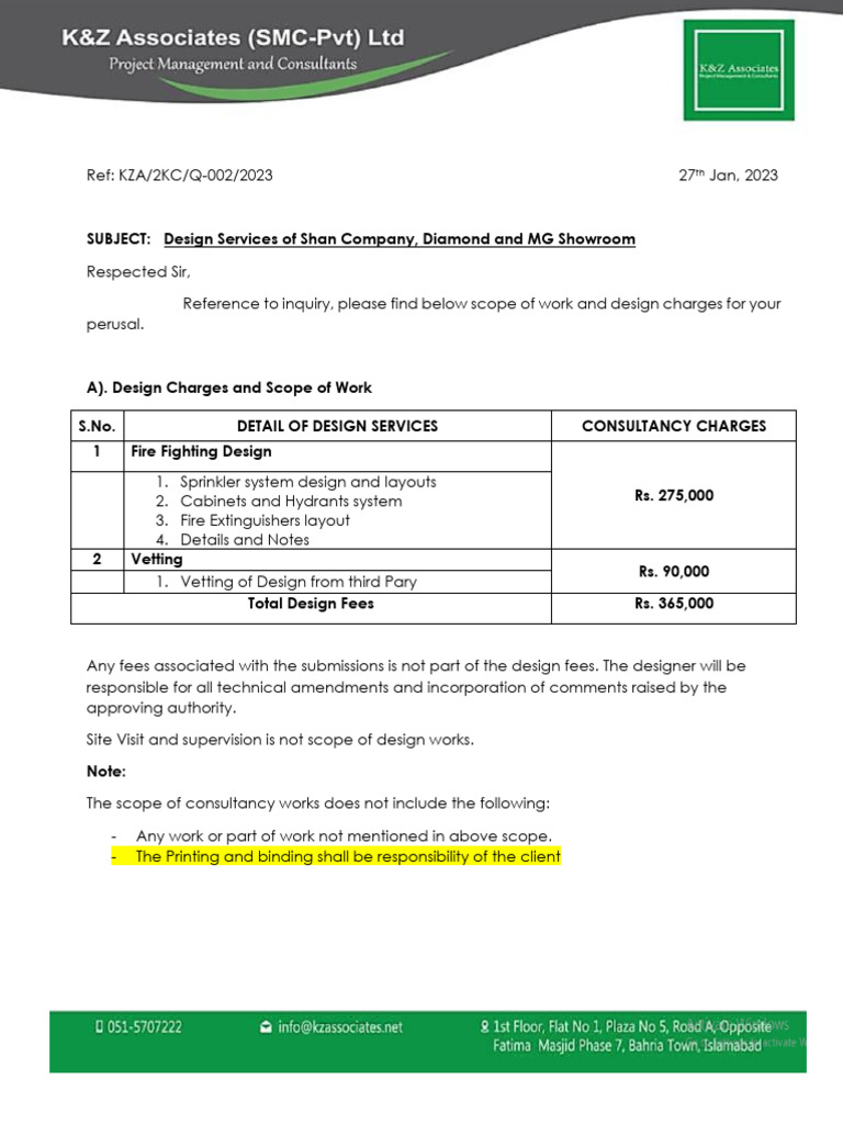 Quotation Design Works - Fire Fighting | PDF