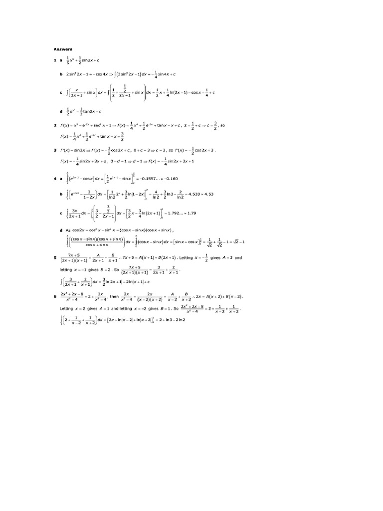 (MS) HW (Basic Integartion + Diff) | PDF