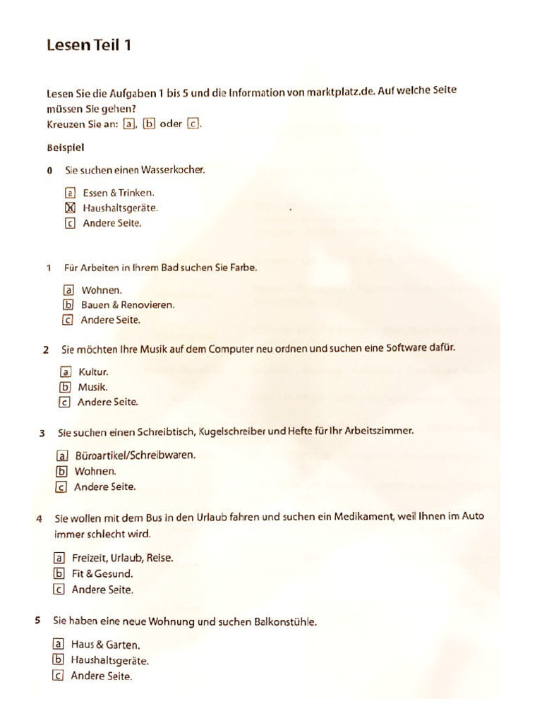 Prüfung Lesen TELC A2 | PDF