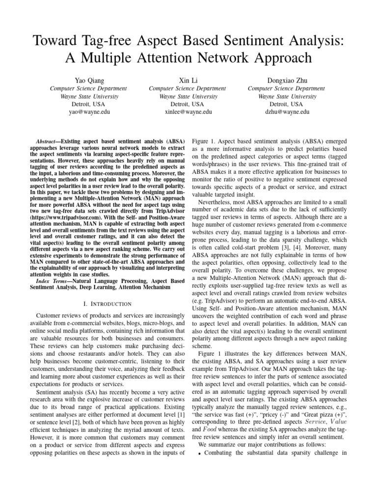 Aspect Based Sentiment Analysis | PDF | Statistical Classification | Attention