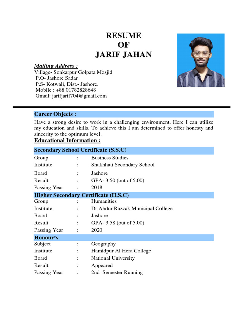 Jarif Jahan's Resume | PDF