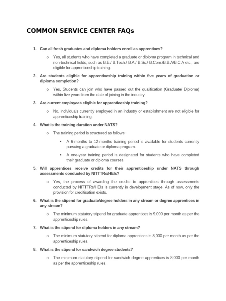 CSC FAQ (2) | PDF | Apprenticeship | Career And Technical Education