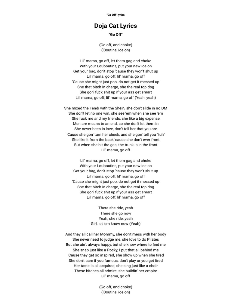Doja Cat - Go Off Lyrics | PDF