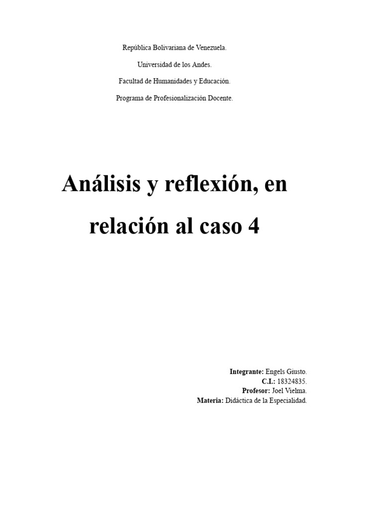Relacionar Los Elementos Más Resaltantes en El Caso de La Profesora ...