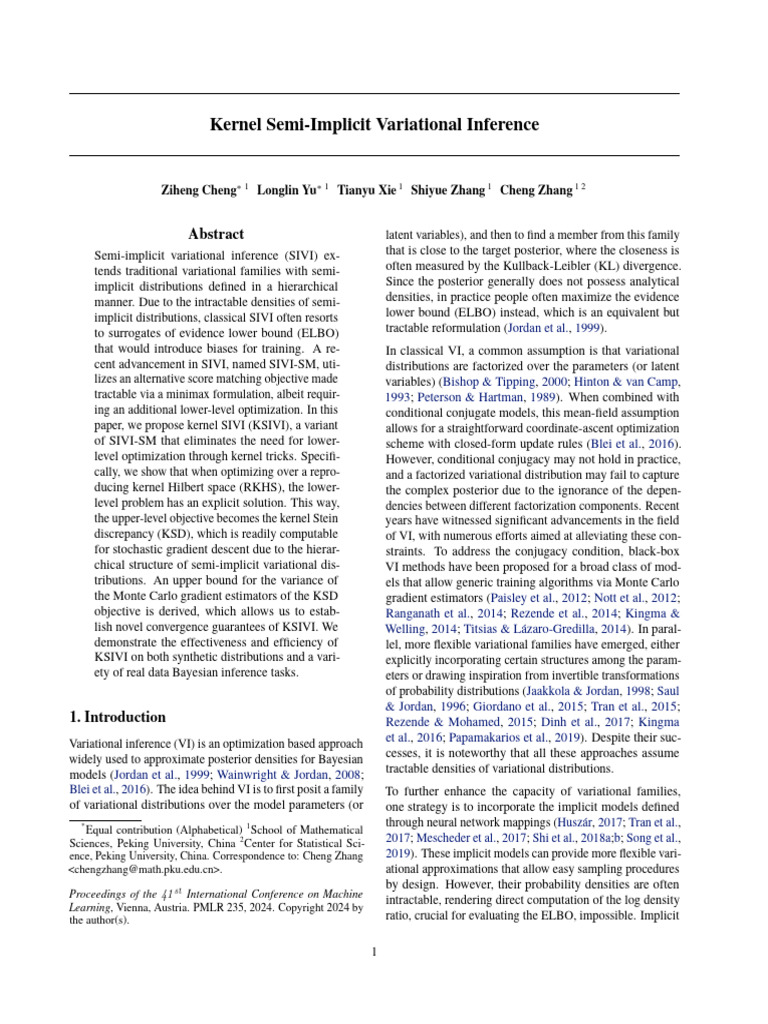 3941 Kernel Semi Implicit Vari | PDF | Statistical Theory | Probability Theory