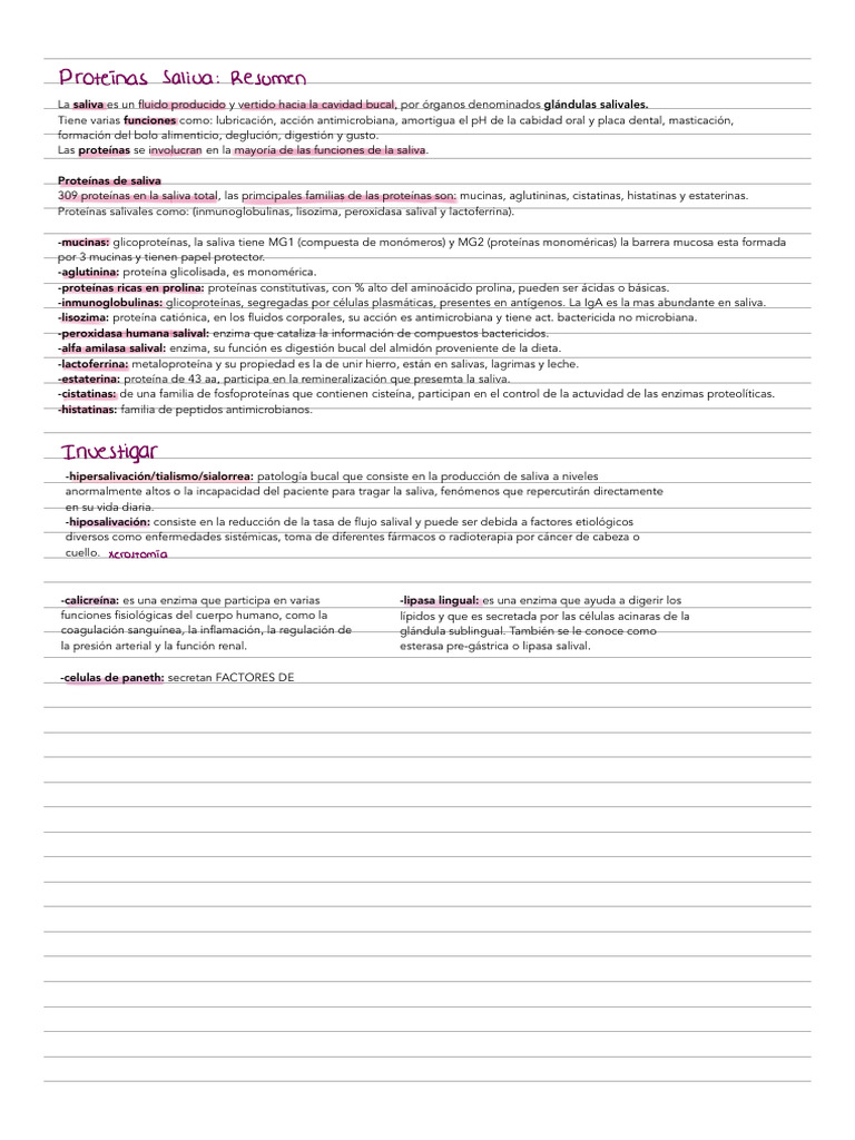 Funciones y Proteínas de la Saliva | PDF | Saliva | Digestión