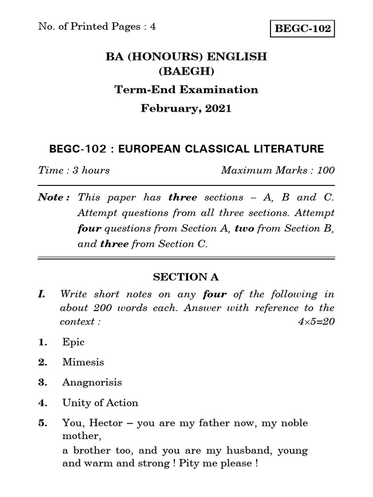 Begc 102 | PDF | Greek Mythology | Iliad