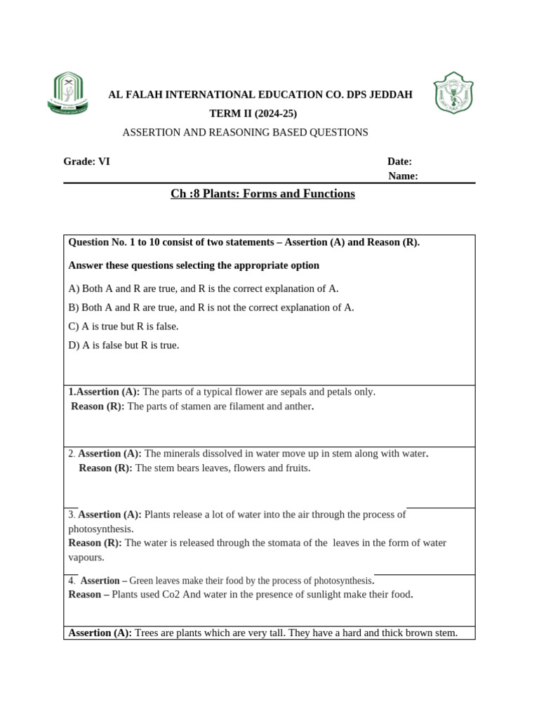 Assertion CH 8 | PDF